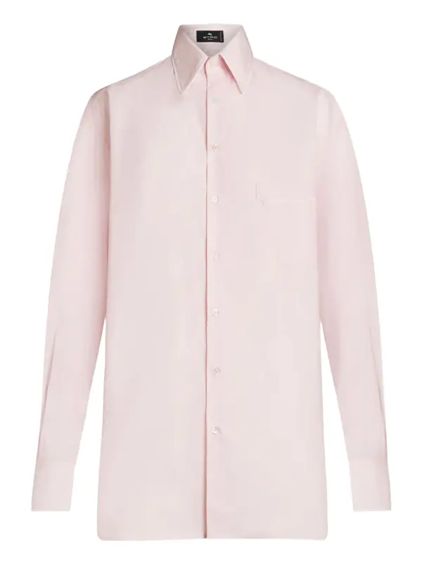 Etro Piped-trim Cotton-poplin Shirt - Pink