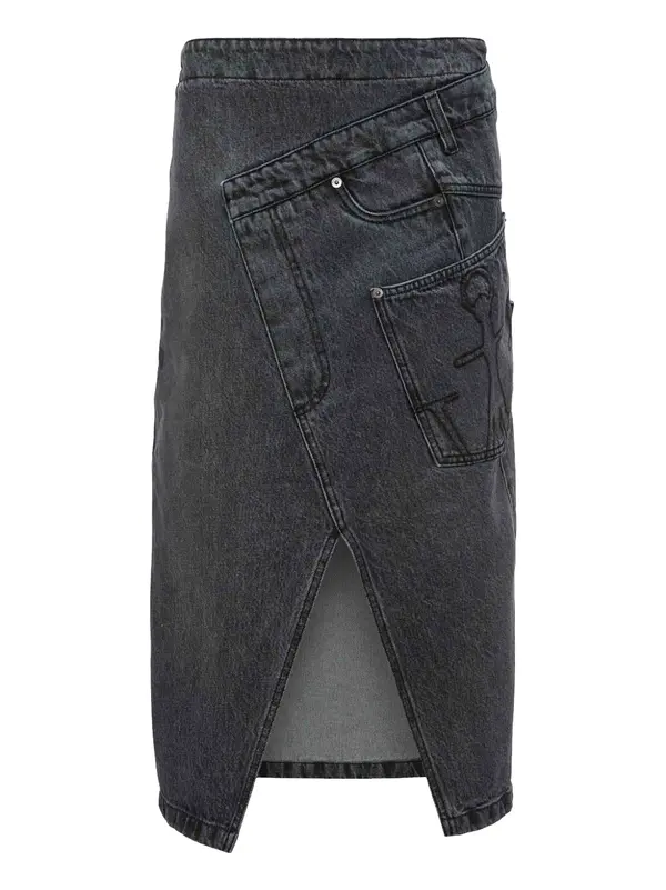 JW Anderson Twisted Denim Midi Skirt - Grey