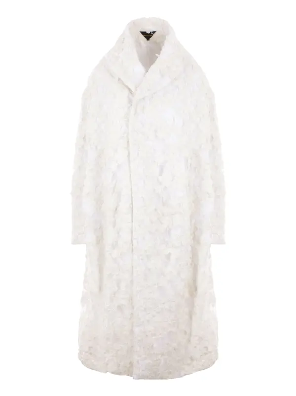 Comme Des Garçons Distressed Lace Long Coat - White