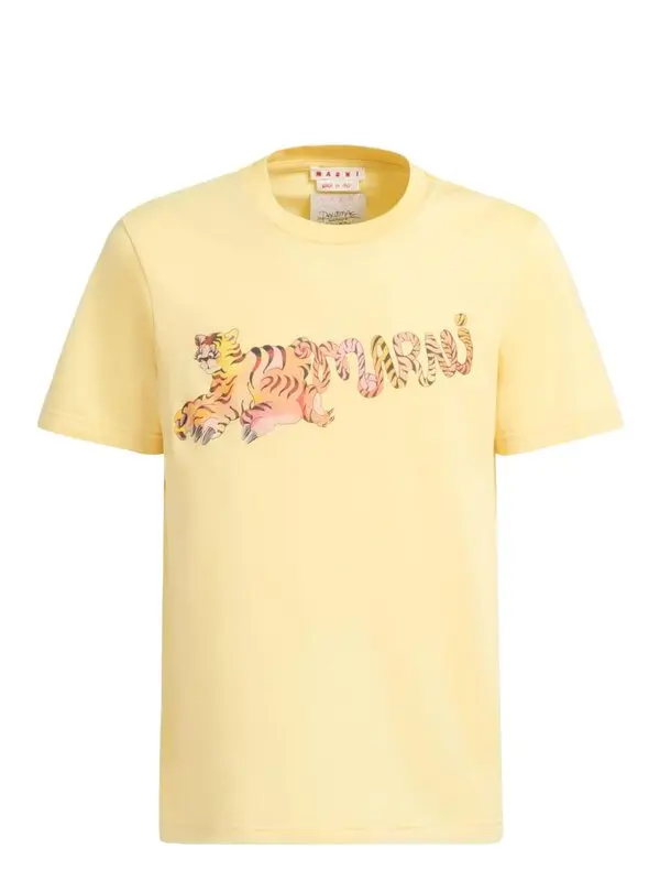 Marni Logo-print Cotton T-shirt - Yellow