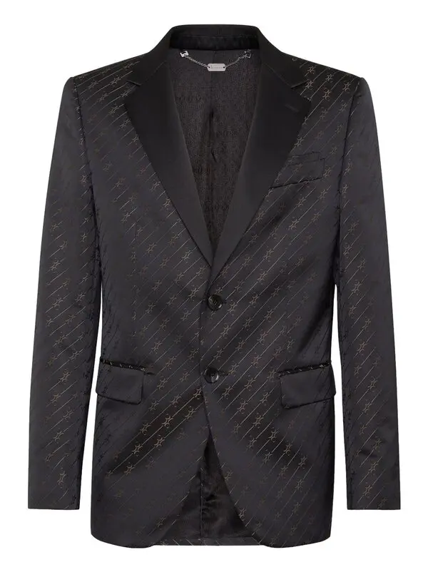 BILLIONAIRE Jacquard Long-sleeve Blazer - Black