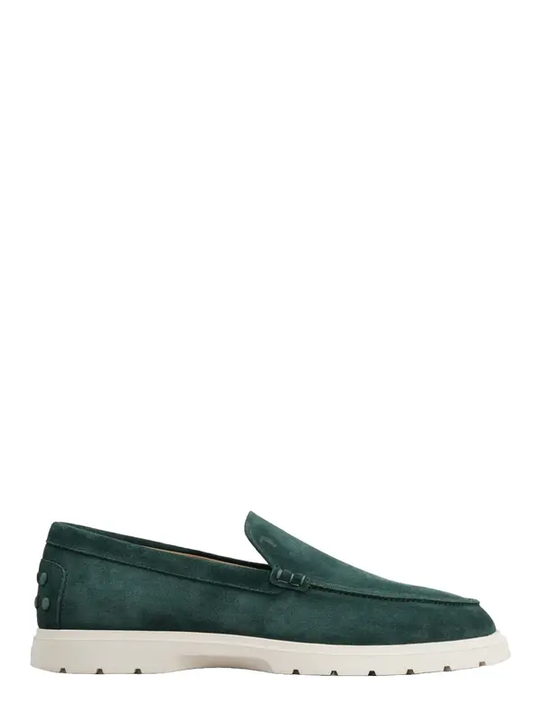 TOD'S Ridged-sole Suede Loafers - Green