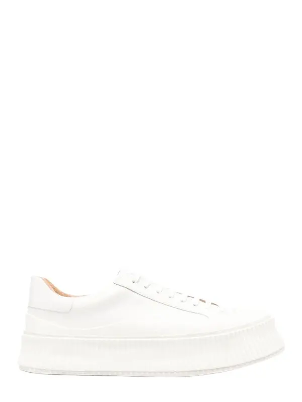 JIL SANDER Lace-up Leather Platform Sneakers - Neutrals