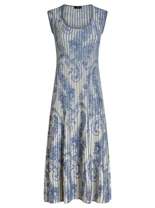 Etro Paisley-print Midi Dress - Blue
