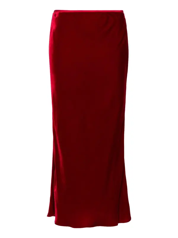 V:PM ATELIER Burlesque Velvet Midi Skirt - Red