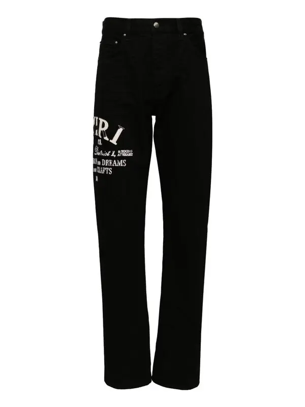 Amiri Logo-appliqué Straight-leg Jeans - Black