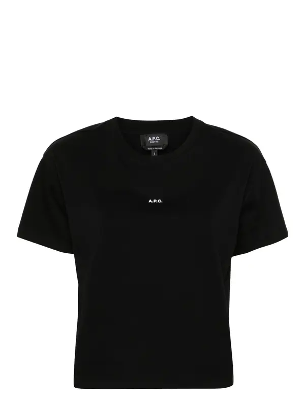 A.p.c. Logo-print Cropped T-shirt - Black