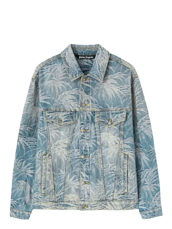 Palm Angels Palms Denim Trucker Jacket - Blue