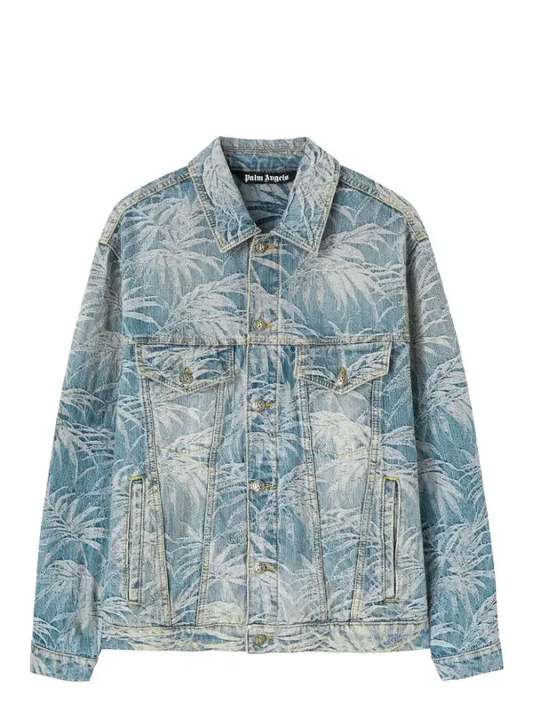 Palm Angels Palms Denim Trucker Jacket - Blue