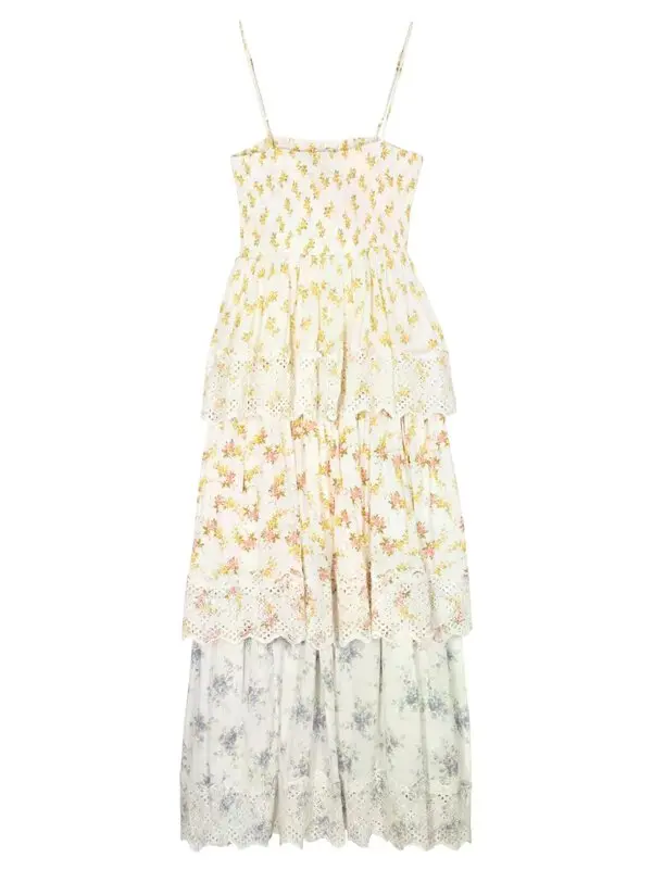 ByTiMo Floral-print Layered Midi Dress - White