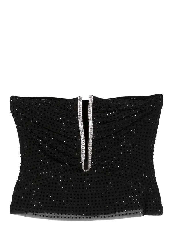 SELF-PORTRAIT Rhinestone-embellished Strapless Top - Black