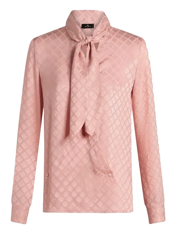 Etro Scarf-collar Jacquard Shirt - Pink