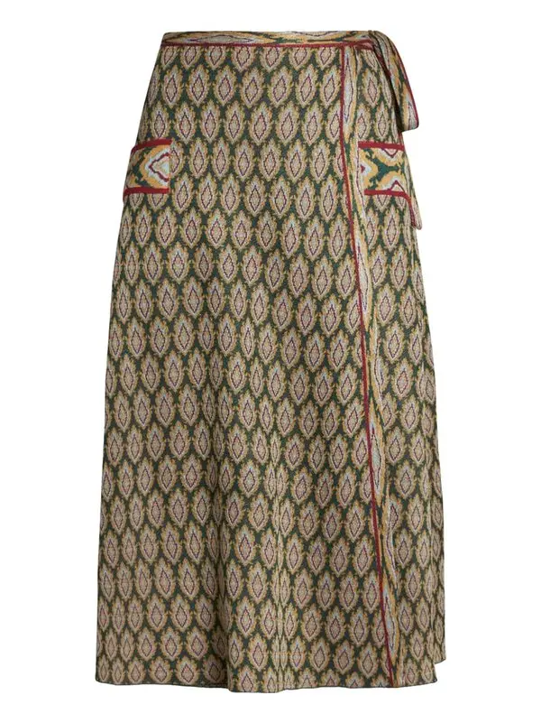 Etro Jacquard-knit Midi Wrap Skirt - Green