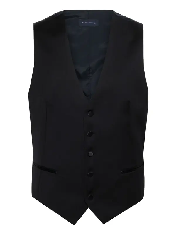 Tagliatore V-neck Paneled Waistcoat - Blue