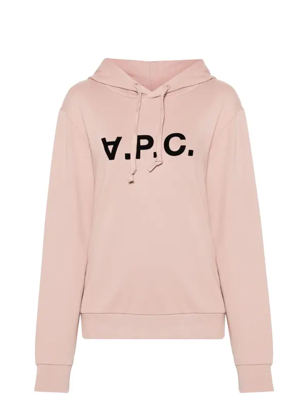 A.p.c. Flocked-logo Cotton Hoodie - Pink