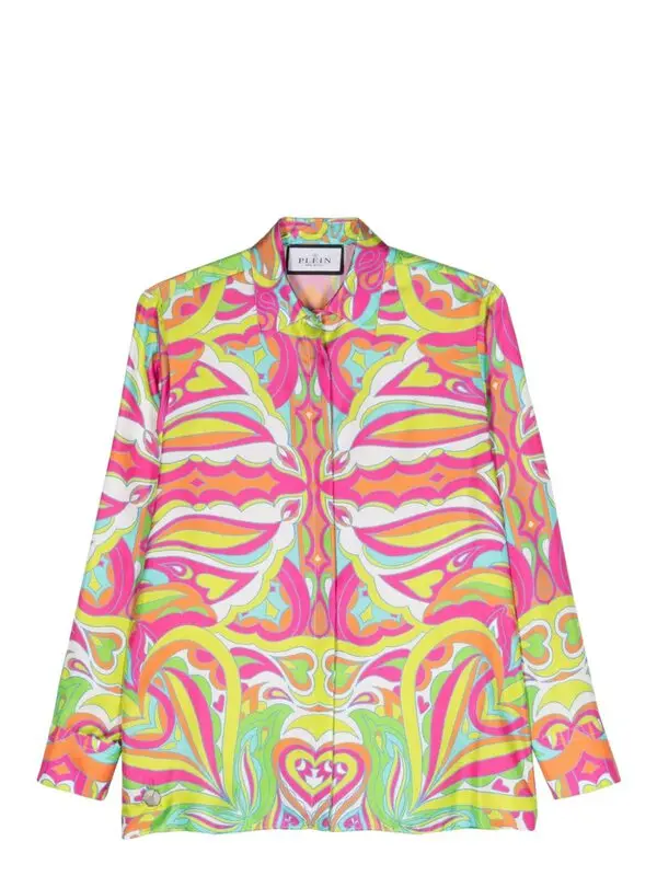 Philipp Plein Abstract-print Silk Shirt - Pink