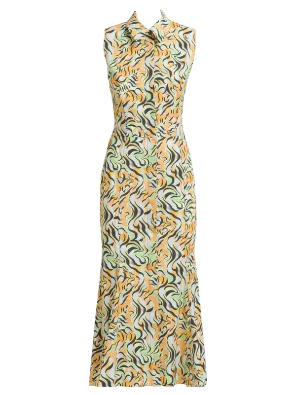 Marni Floral-print Midi Shirt Dress - Orange