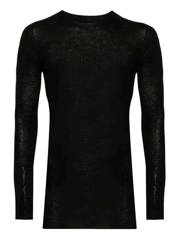 Rick Owens Ribbed Virgin Wool Jumper - Black