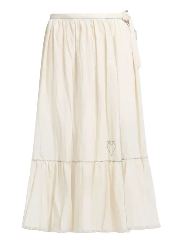Marni Logo-embroidered Cotton Midi Skirt - Neutrals