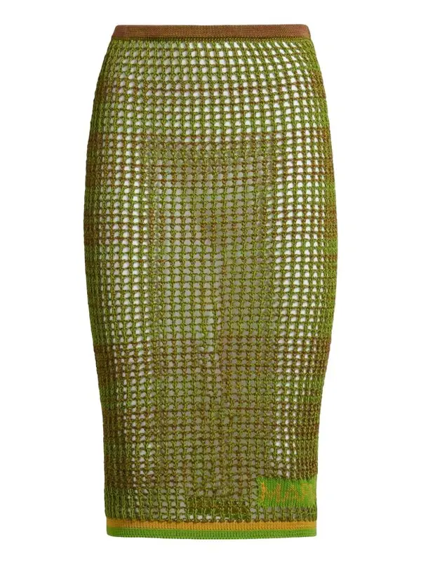 Marni Open-knit Cotton Midi Skirt - Green