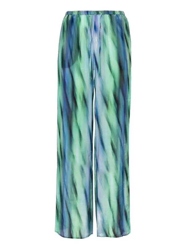 Armani Exchange Abstract-print Lightweight Straight Trousers - Green
