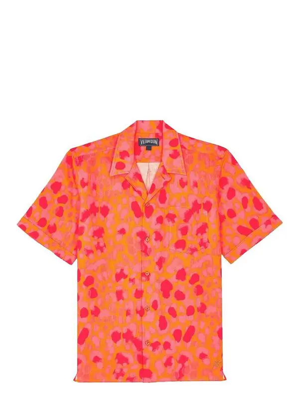Vilebrequin New Leopard Linen Camp Shirt - Abricot