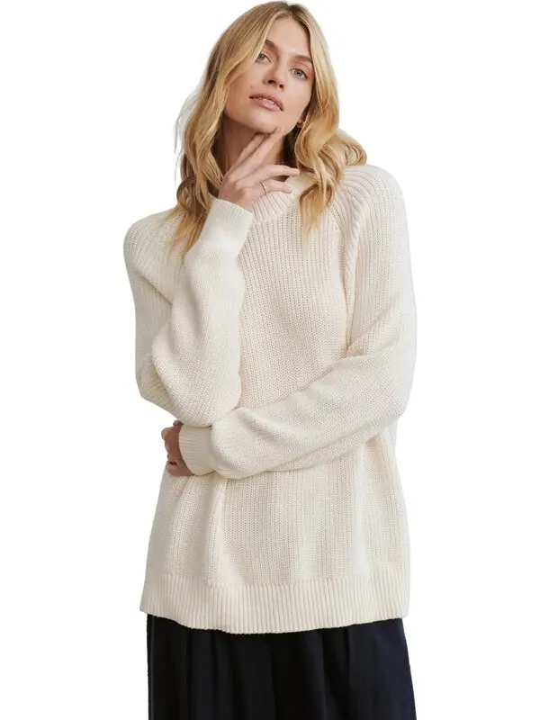 Jenni Kayne Oversized Cotton Fisherman Sweater - Ivory
