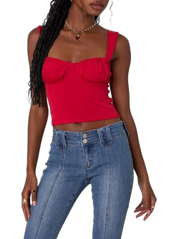 EDIKTED Danica Crop Tank Top - Red