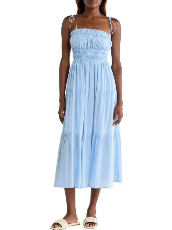 Elan Smocked Midi Dress - Sky Blue