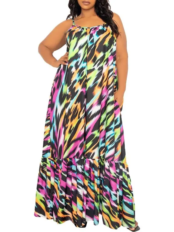 BUXOM COUTURE Animal Print Maxi Dress - Multi