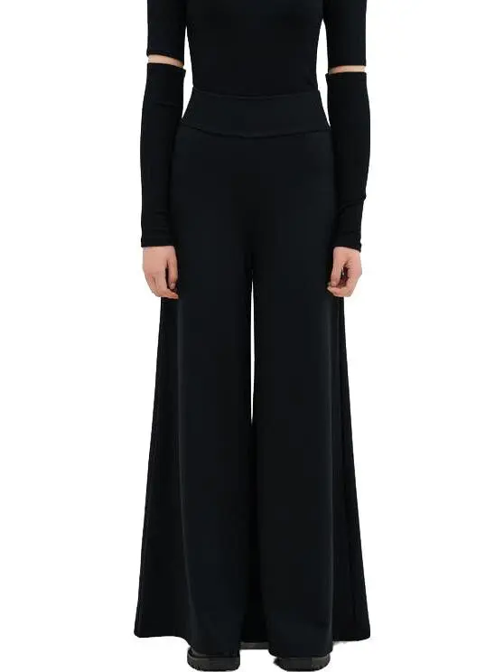 MARCELLA Georgia High Waist Wide Leg Ponte Knit Pants - Black