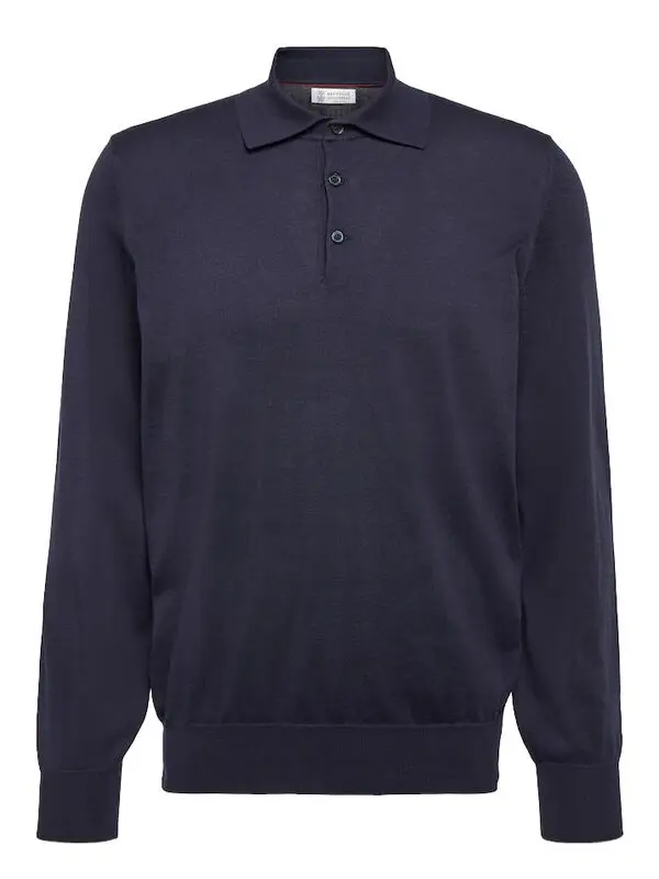 Brunello Cucinelli Cotton Polo Sweater - Blue