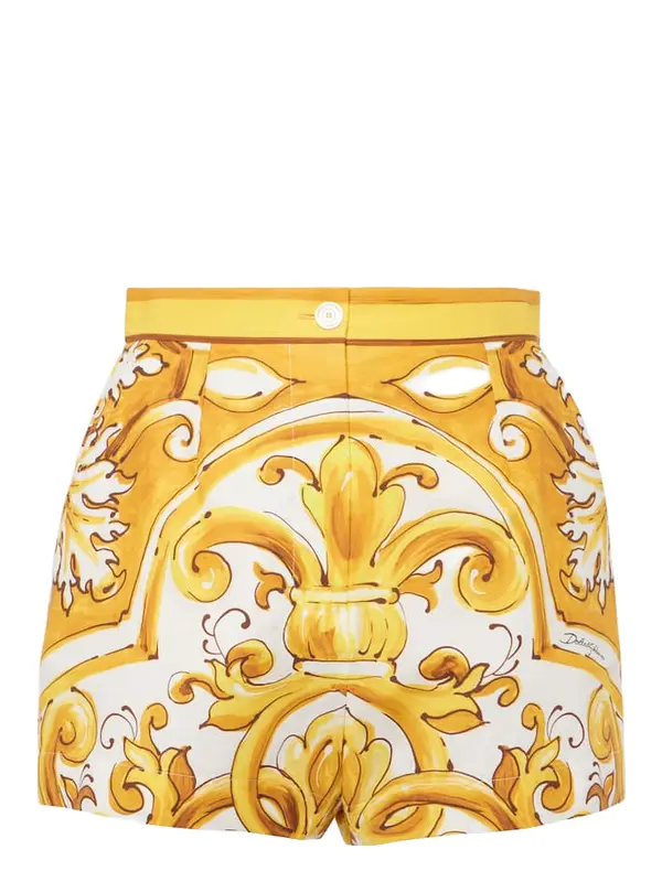 Dolce & Gabbana Majolica High-rise Shorts - Yellow