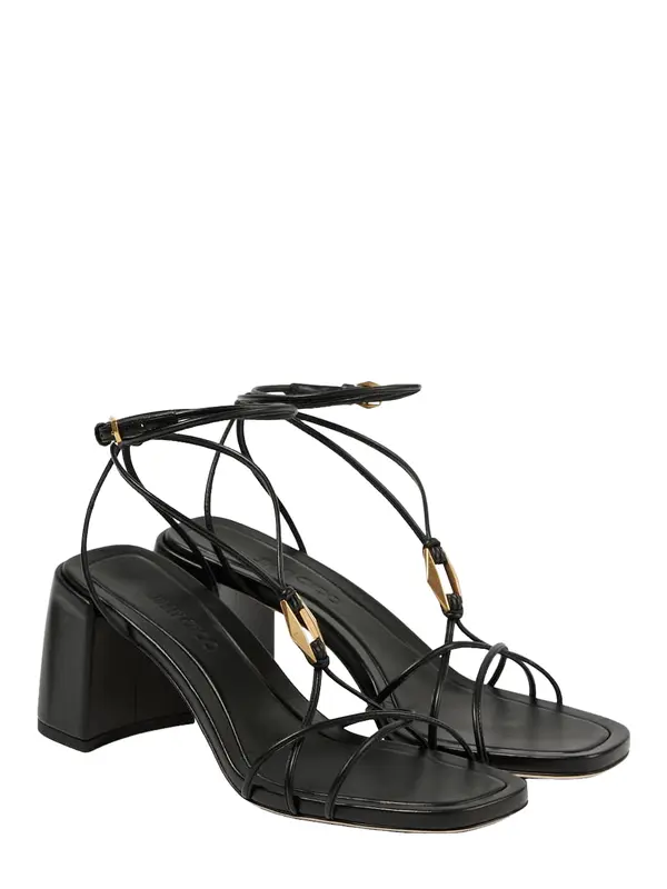 JIMMY CHOO Onyxia 70 Leather Sandals - Black