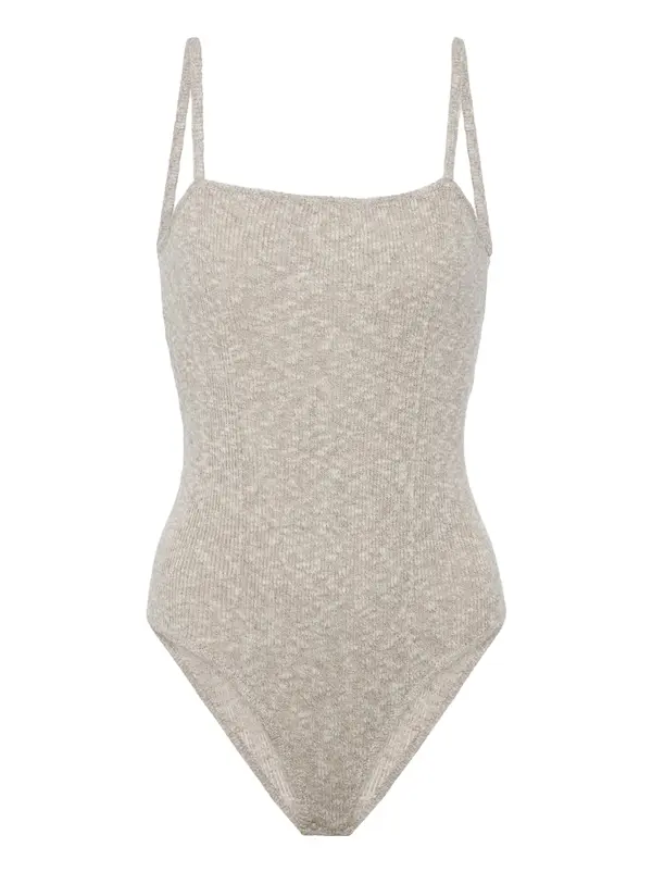Magda Butrym Knitted Linen And Cotton Bodysuit - Grey