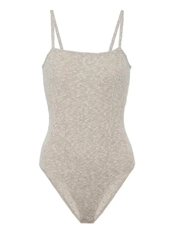 Magda Butrym Knitted Linen And Cotton Bodysuit - Grey