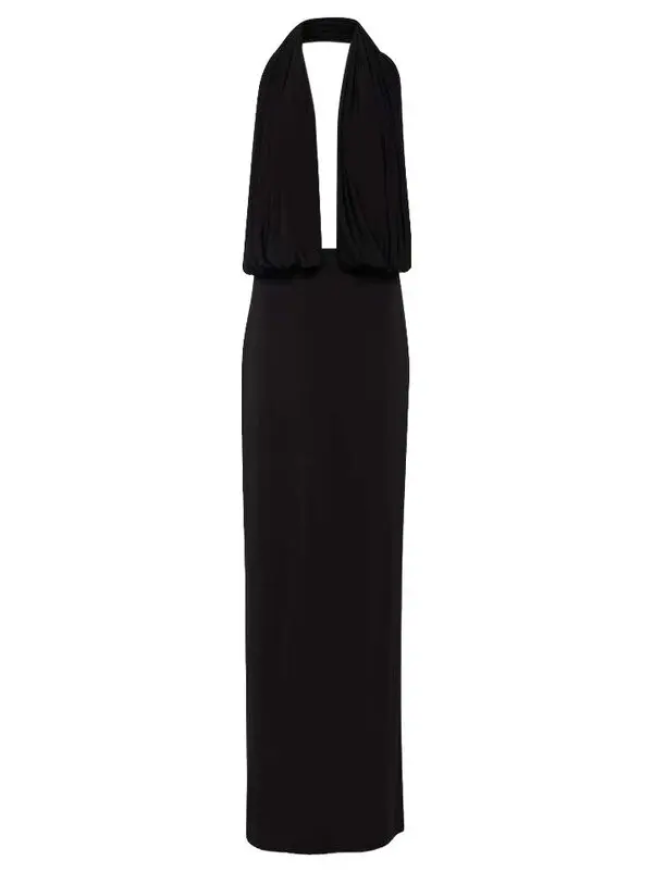 Magda Butrym Draped Halterneck Jersey Gown - Black