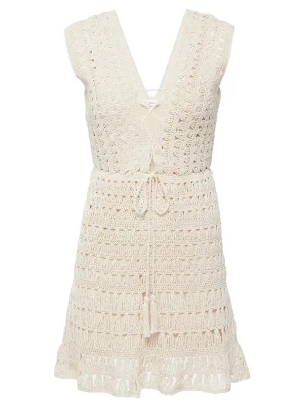 Anna Kosturova Jennifer Crochet Minidress - White