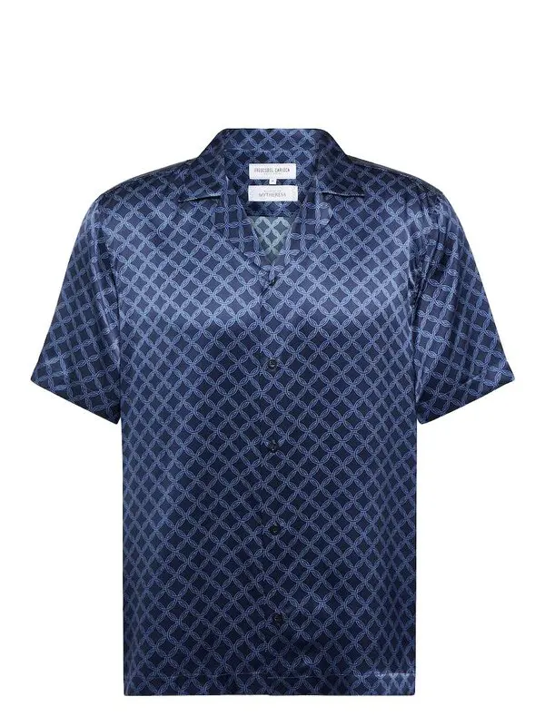 Frescobol Carioca Roberto Silk Bowling Shirt - Blue