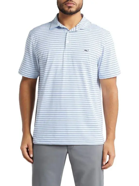 Vineyard Vines Bradley Stripe Sankaty Polo - White/ Moon/ Oc Brz