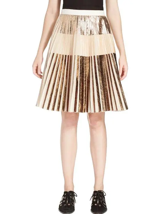 Proenza Schouler Knife Pleat Cloqué Skirt - Rose Gold/ Nude/ Bronze
