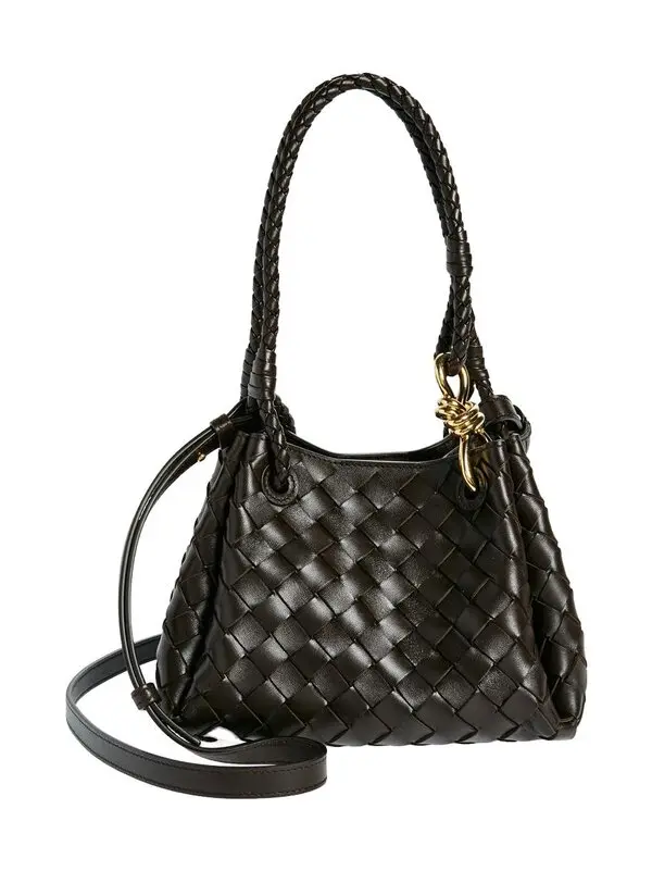 Bottega Veneta Small Intrecciato Leather Shoulder Bag - Fondant/ Brass