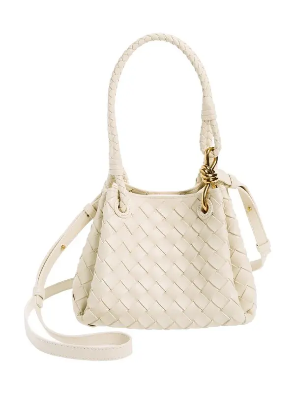 Bottega Veneta Small Intrecciato Leather Shoulder Bag - Sea Salt