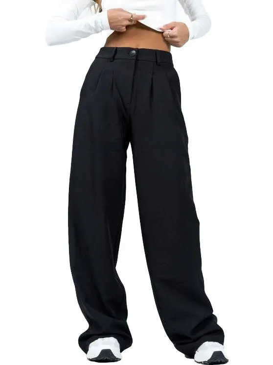 Princess Polly Archer Wide Leg Pants - Black