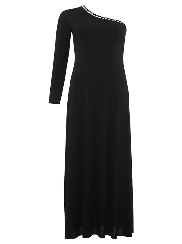 ERES One-shoulder Ric Rac-trim Long Dress - Noir