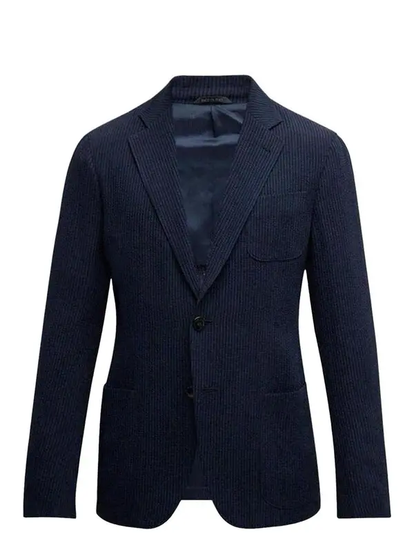 Giorgio Armani Pinstripe Seersucker Sport Coat - Navy/black
