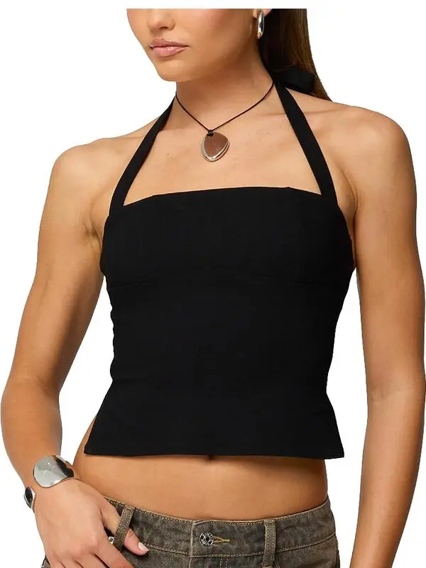 EDIKTED Dara Halter Top - Black