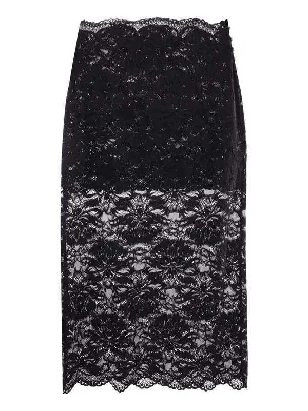 Rabanne Floral Lace Skirt - Black