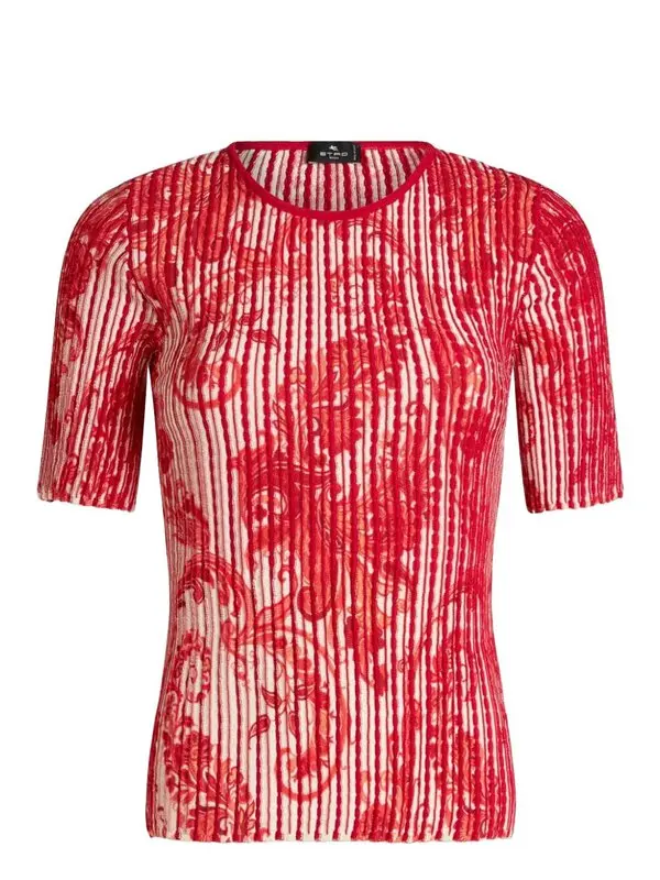 Etro Paisley-print Ribbed Top - Red