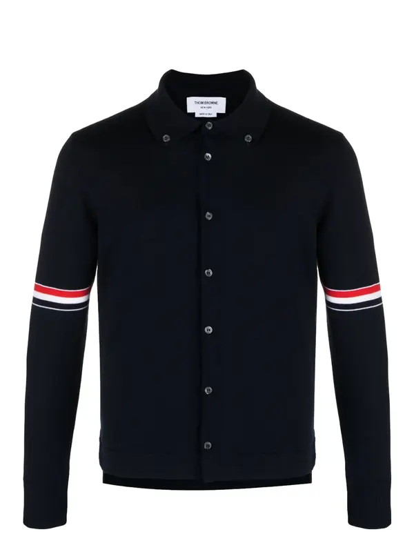 Thom Browne Rwb Stripe Wool Cardigan - Blue